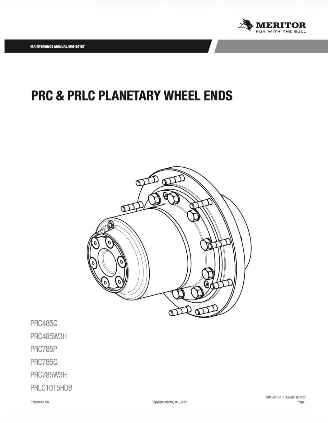 Meritor PRC and PRLC Planetary Wheel Ends Maintenance Manual | Heavy ...