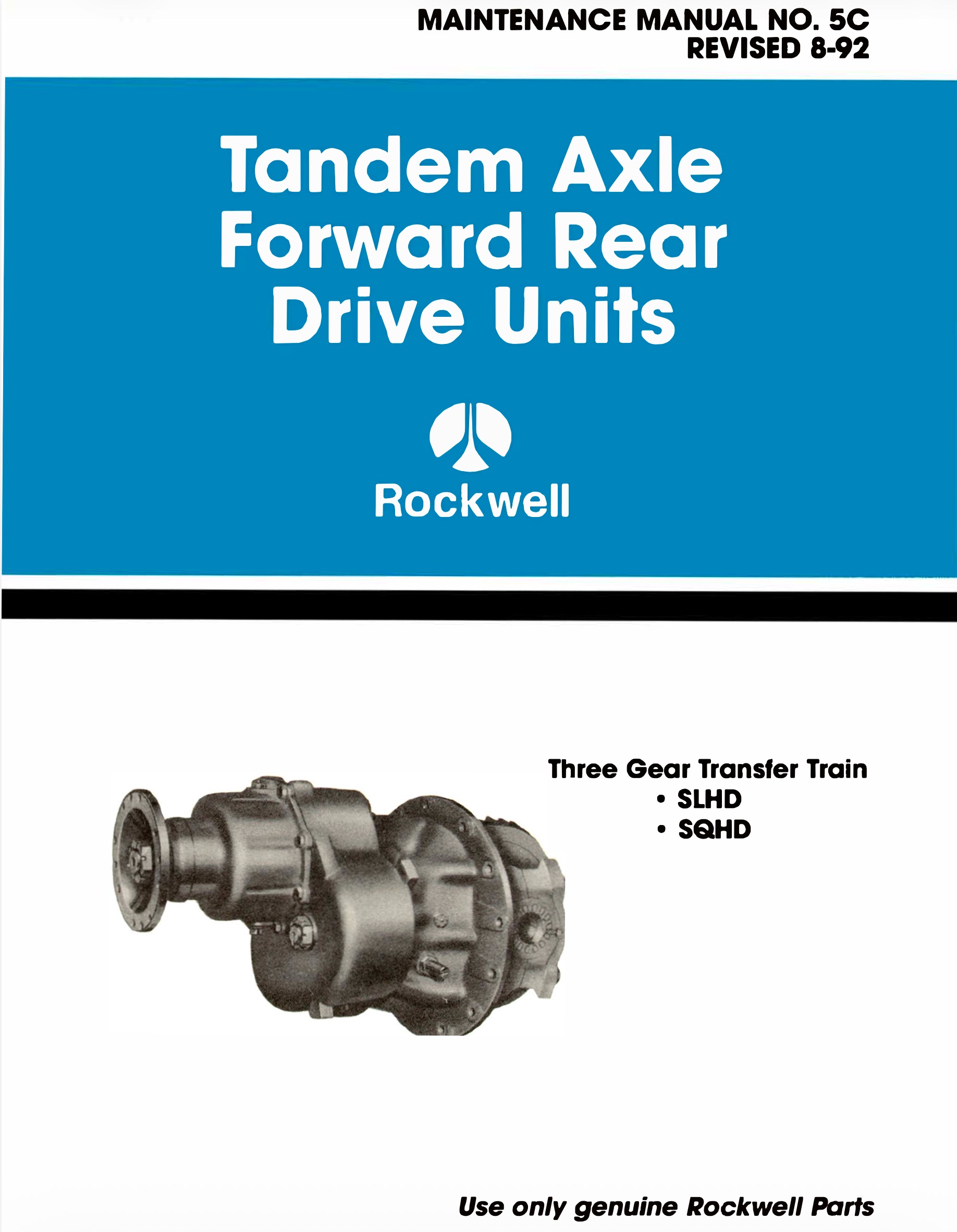 Rockwell Tandem Axle Forward Rear Drive Units Maintenance Manual ...